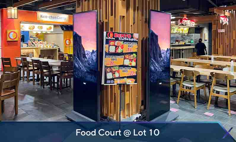 Lot 10's Food Court | VEXO Digital Standee 55" x 10 Units